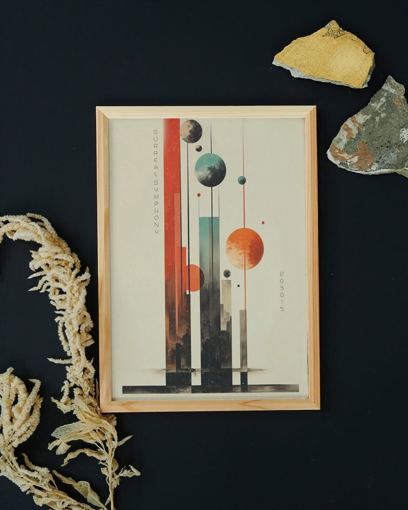Minimalist Retro Art Print: Abstract Landscape, Modern Decor (digital ...