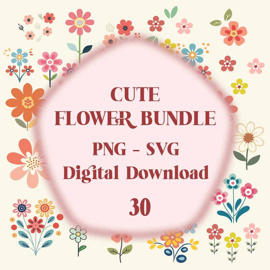 Cute Flower Svg Bundle, Gardening Flower Icon Svg, Flat Flowers Clipart ...