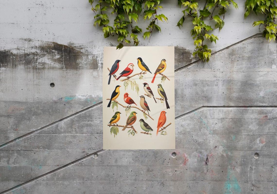 Bird Illustration Poster - Digital Download - Etsy