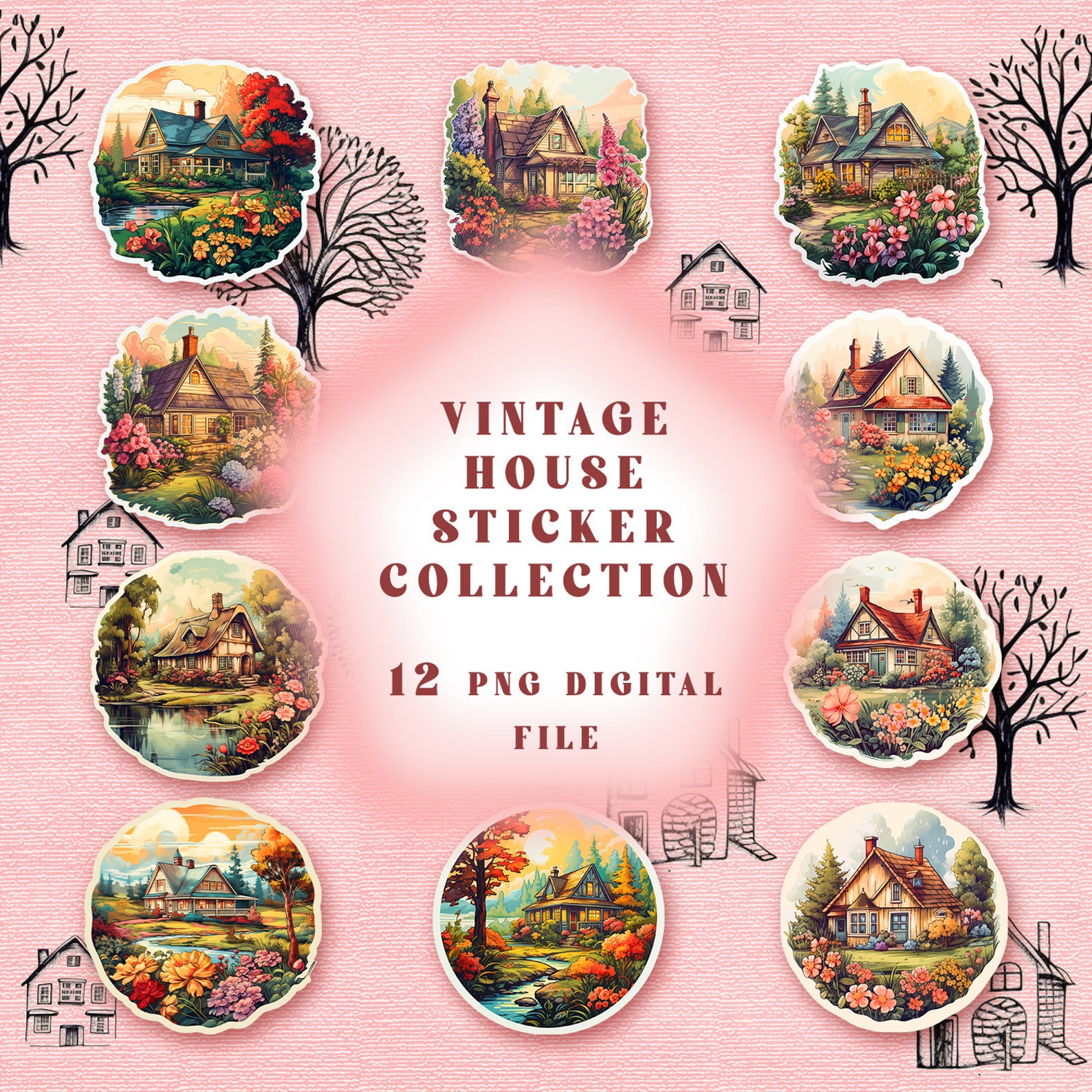 Printable Cozy Cottage Sticker Pack | Aesthetic Cottagecore Stationery ...