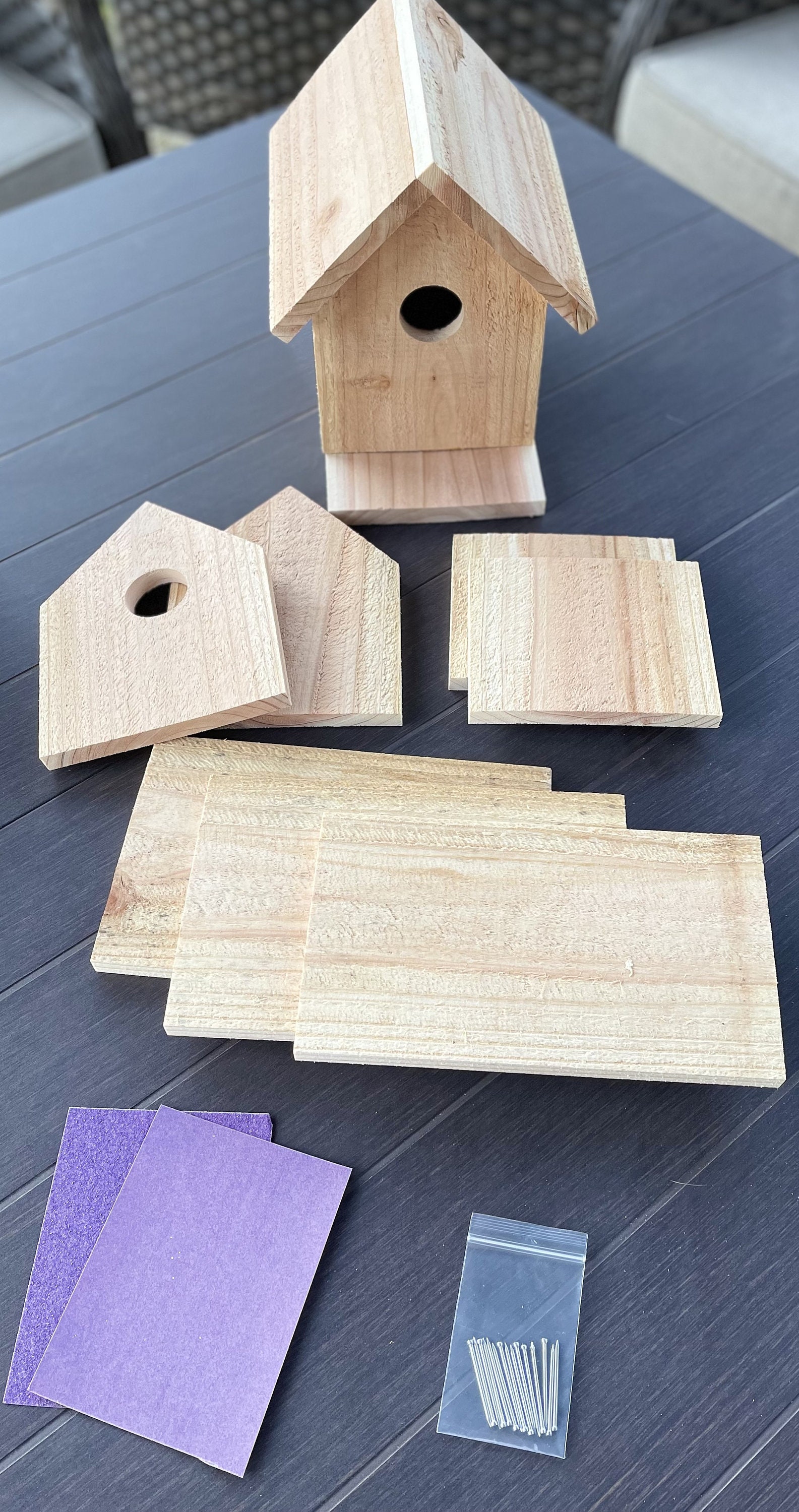 Build Your Own Birdhouse Kit - Cedar Wood, Sandpaper, Instructions ...