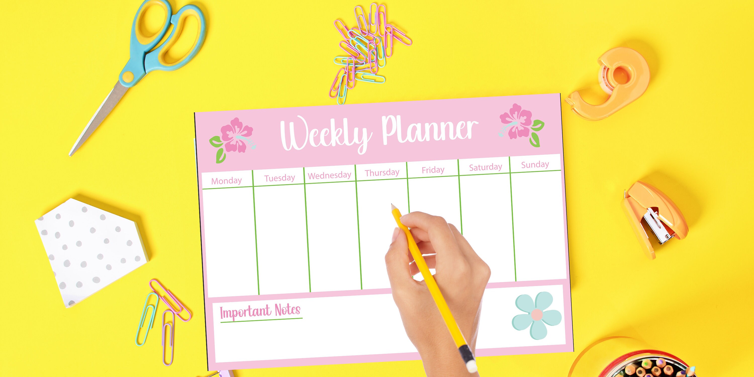 Weekly Schedule Template, Weekly Planner Printable, Homeschool Weekly ...