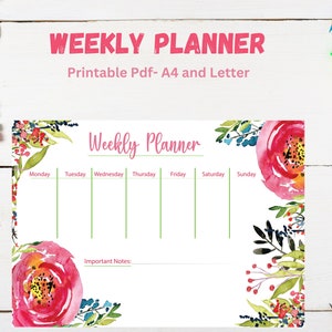 Weekly Schedule Template, Weekly Planner Printable, Homeschool Weekly ...
