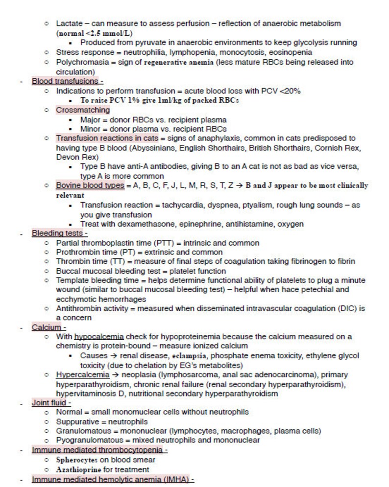 Comprehensive Veterinary Clinical Pathology and Hematology Notes BCSE ...
