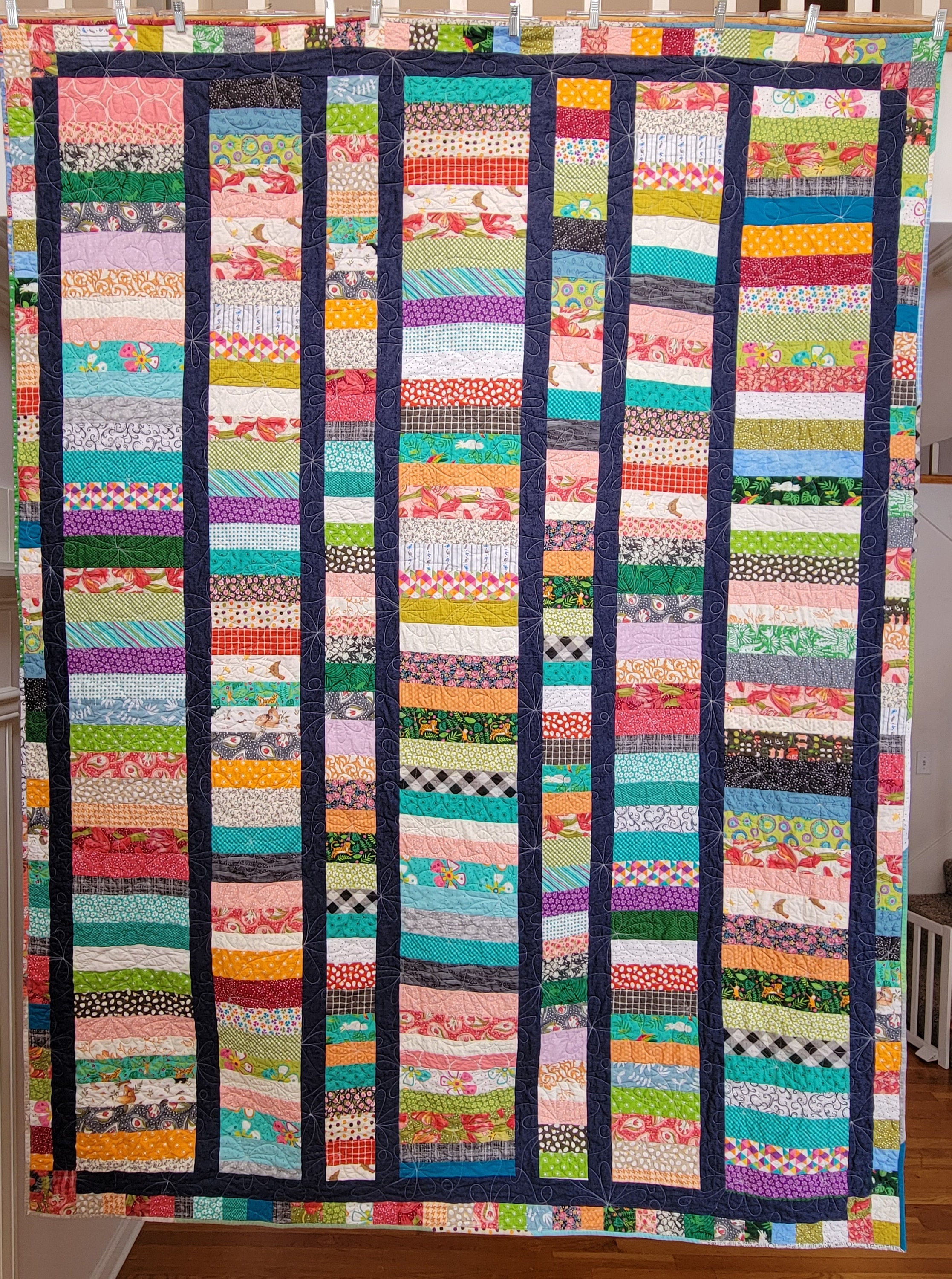 Scrappy Strip Quilt - Etsy