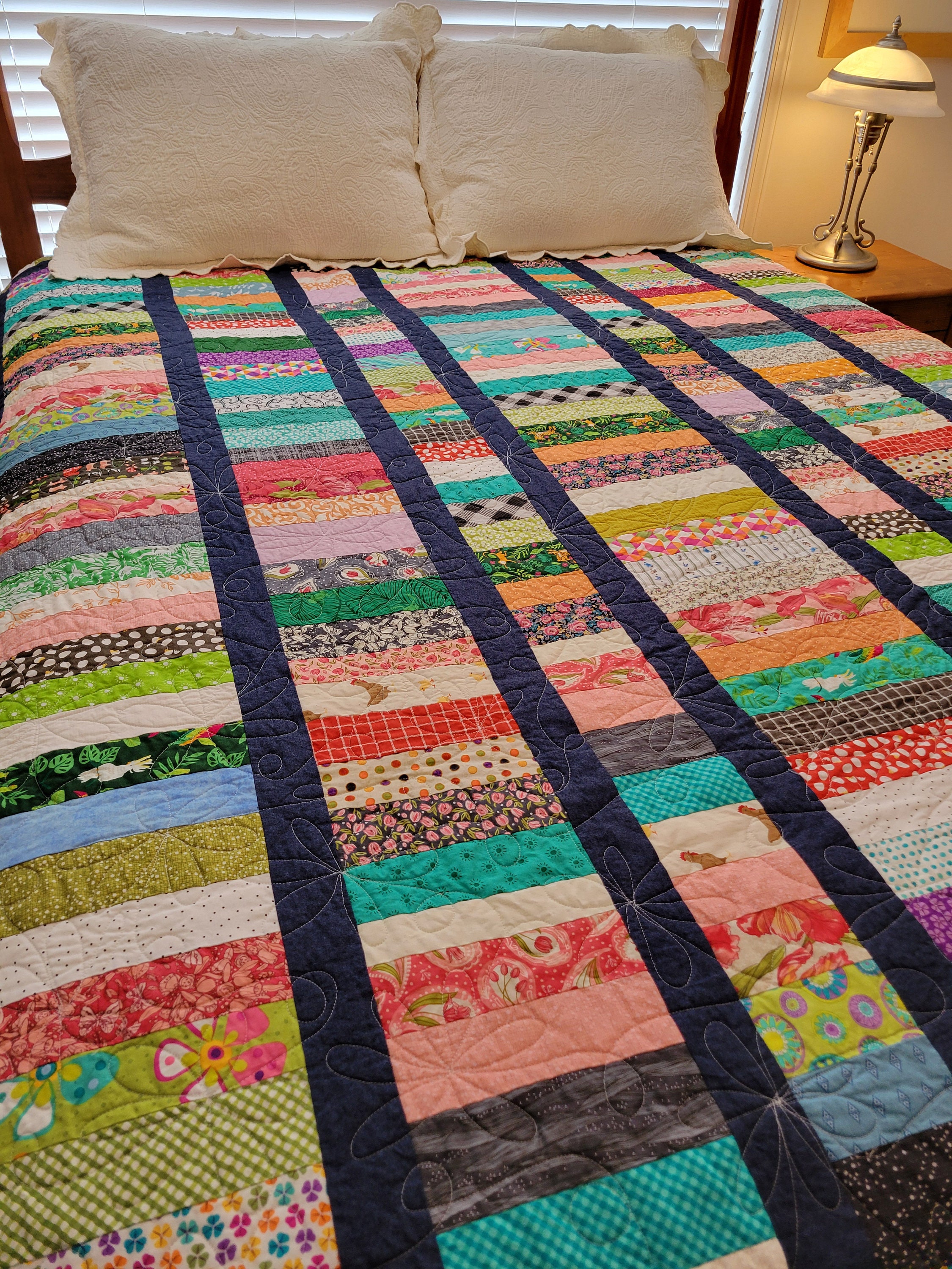 Scrappy Strip Quilt - Etsy