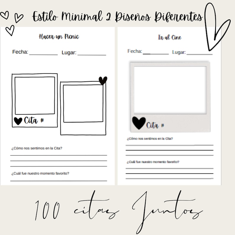 100 citas juntos, álbum 100 citas juntos, 100 citas, 100 citas en Pareja, Estilo Minimalista ...