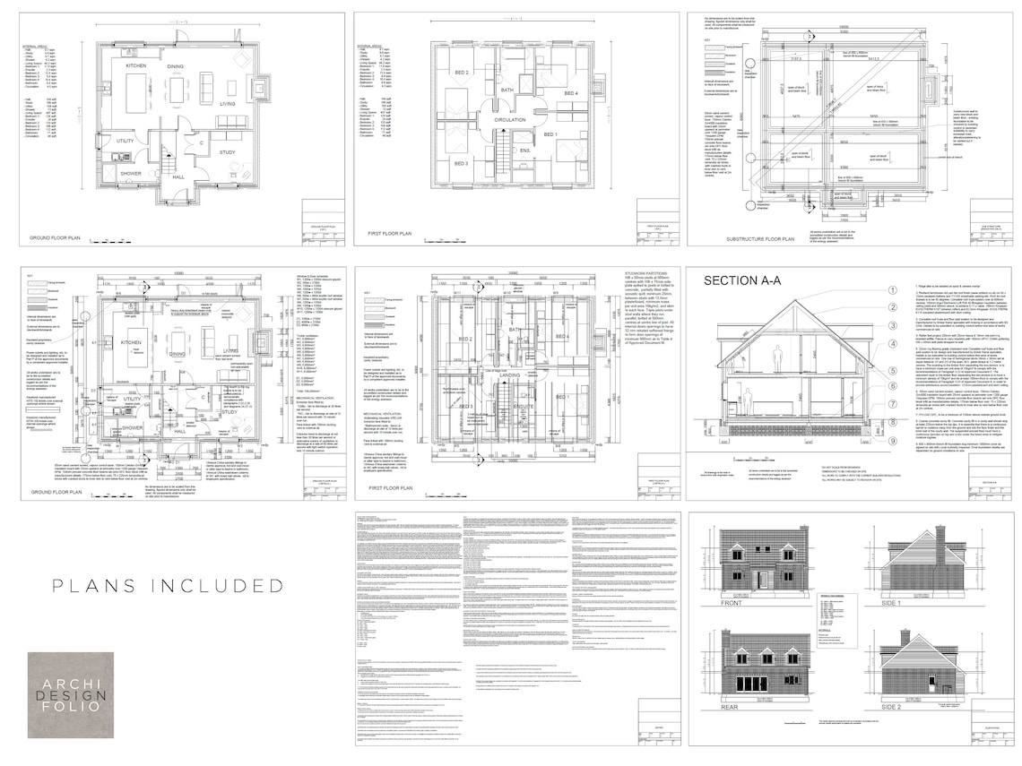 Modern 4 Bed Dormer Bungalow House Plan: CAD + PDF + 3D Model (digital ...