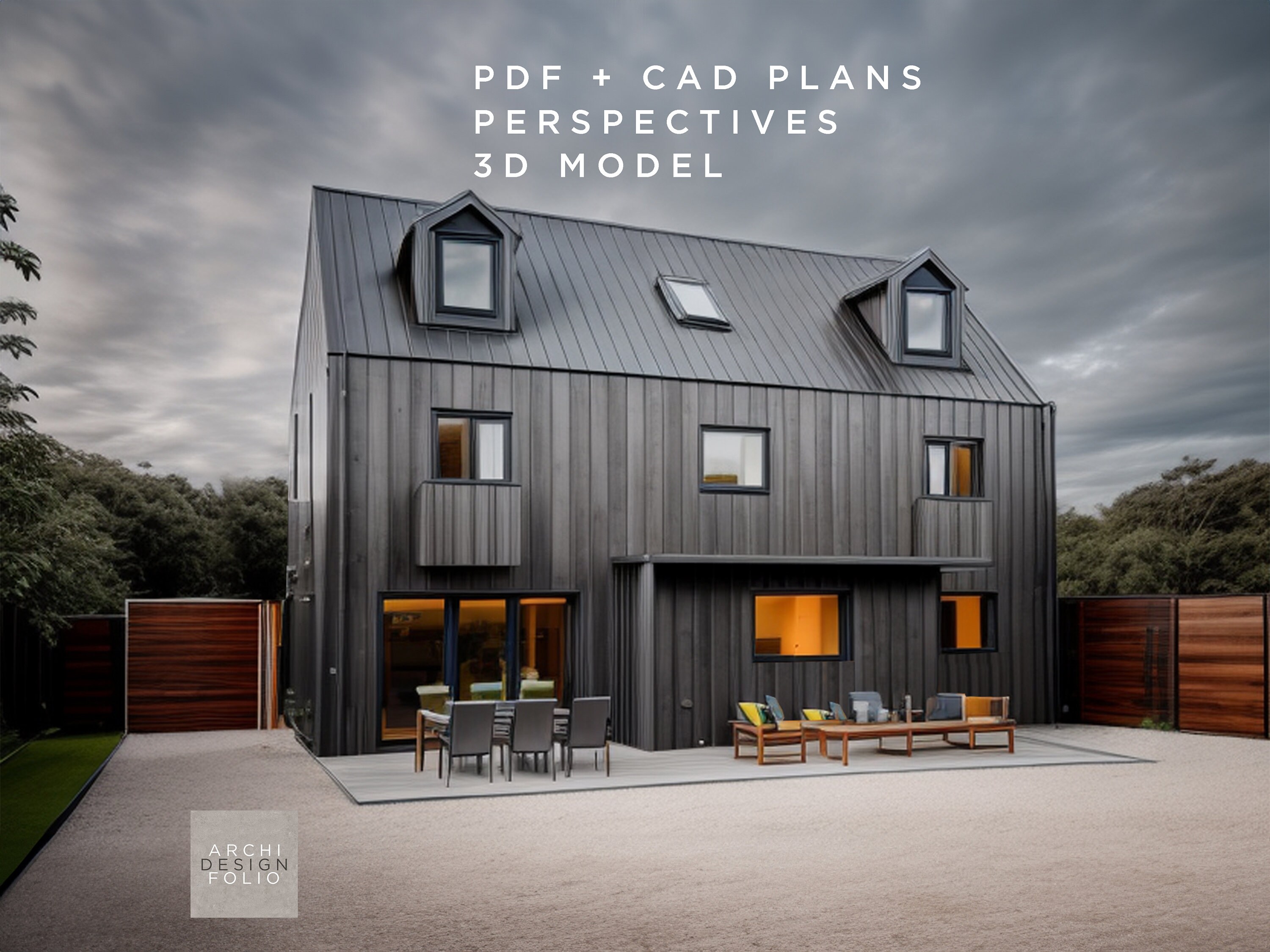 Modern 3-story House Plan: 5 Bedroom, CAD + PDF, 3D Model - Etsy