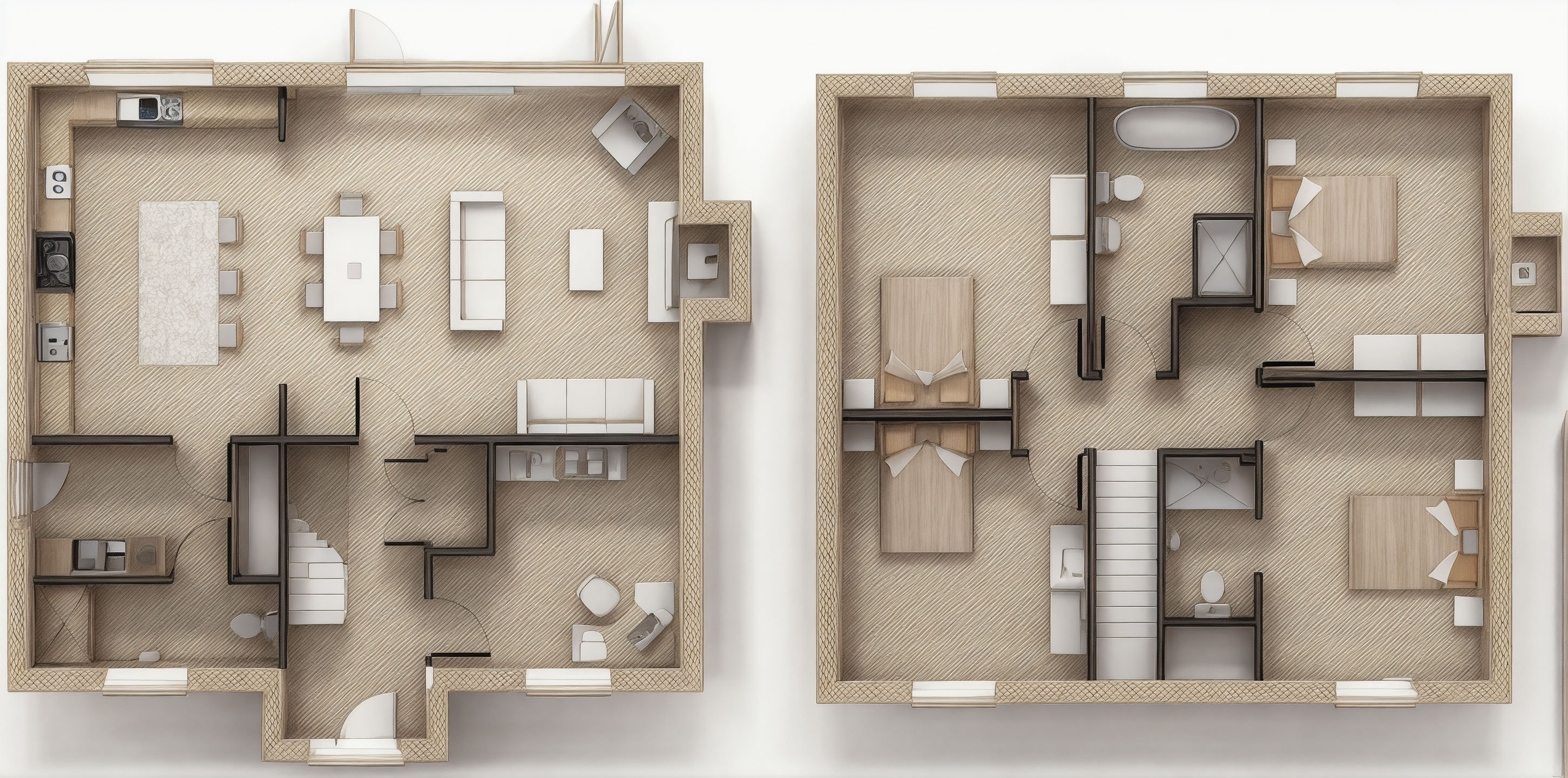 Modern 4 Bed Dormer Bungalow House Plan: CAD + PDF + 3D Model (digital ...