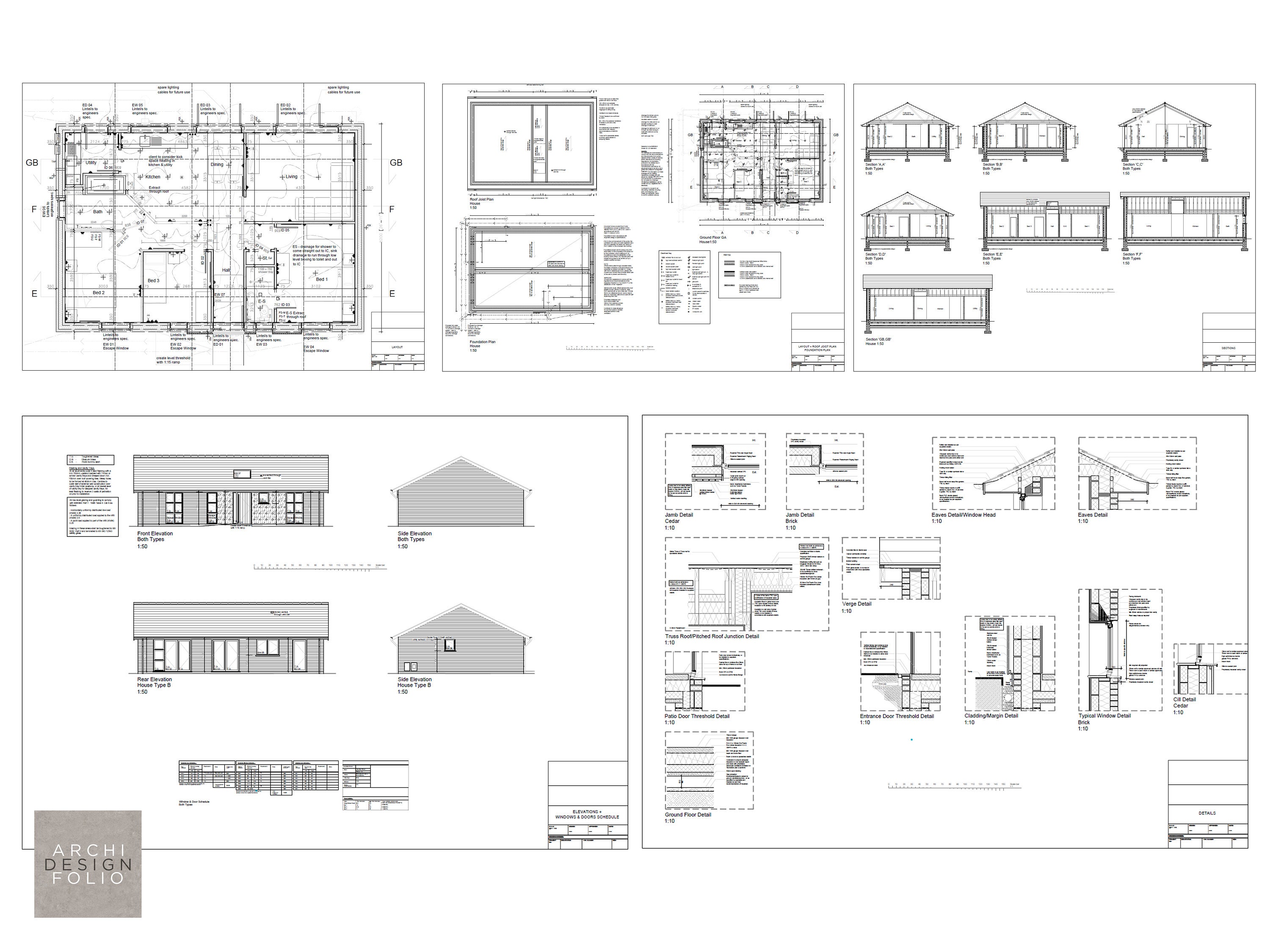 Modern Tiny House Bungalow Plan: 3 Bed, 2 Bath (CAD + PDF + 3D Model) - Etsy