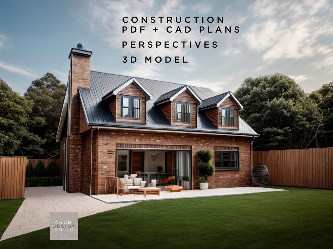 Modern 4 Bed Dormer Bungalow House Plan: CAD, PDF + 3D Model (instant ...