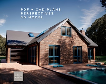 3 Bedroom House Plan: 8x12 Meters, Modern Home Design (PDF & CAD File) - Etsy UK