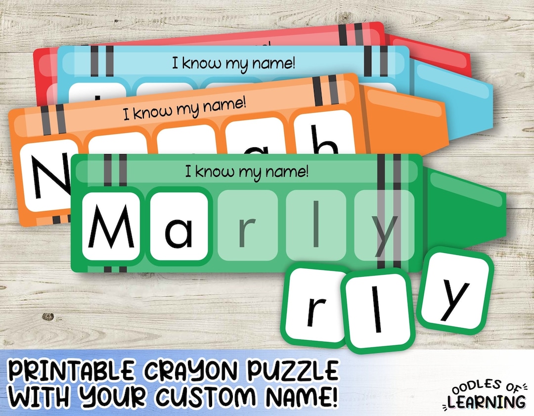 Custom Crayon Name Puzzle Printable Download - Etsy