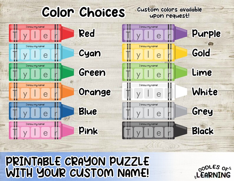 Custom Crayon Name Puzzle Printable Download - Etsy