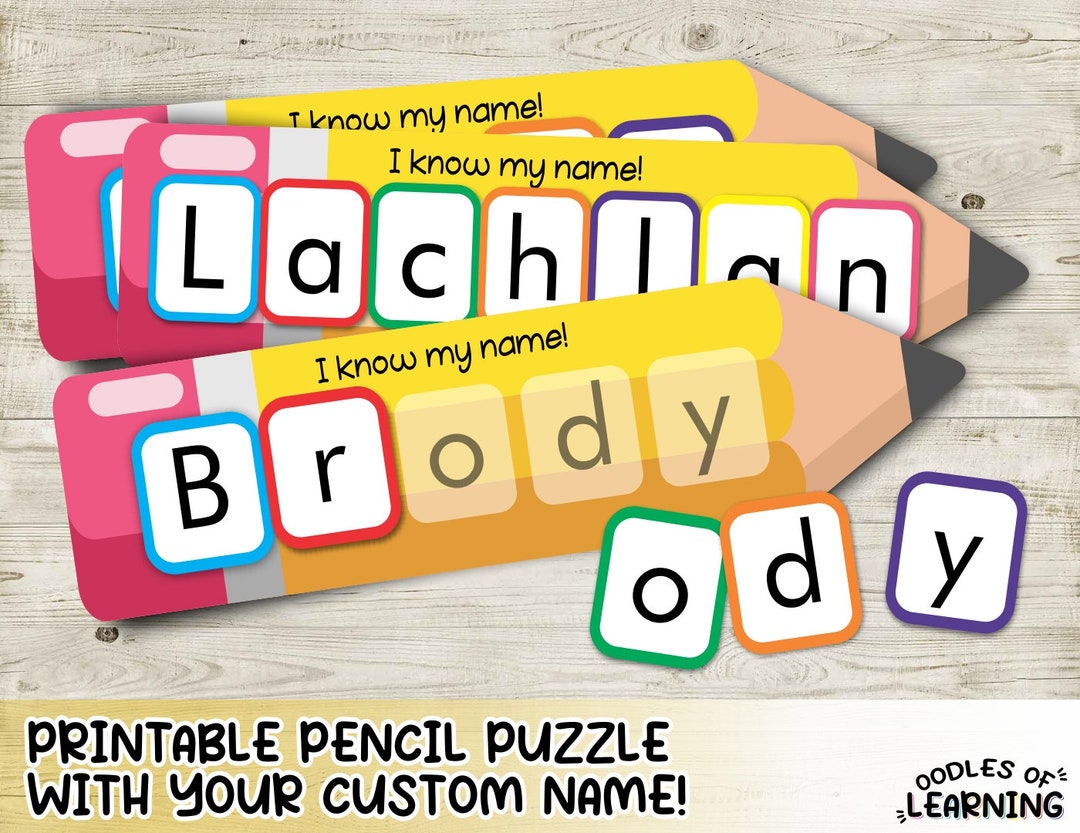 Custom Name Pencil Puzzle Printable Download - Etsy