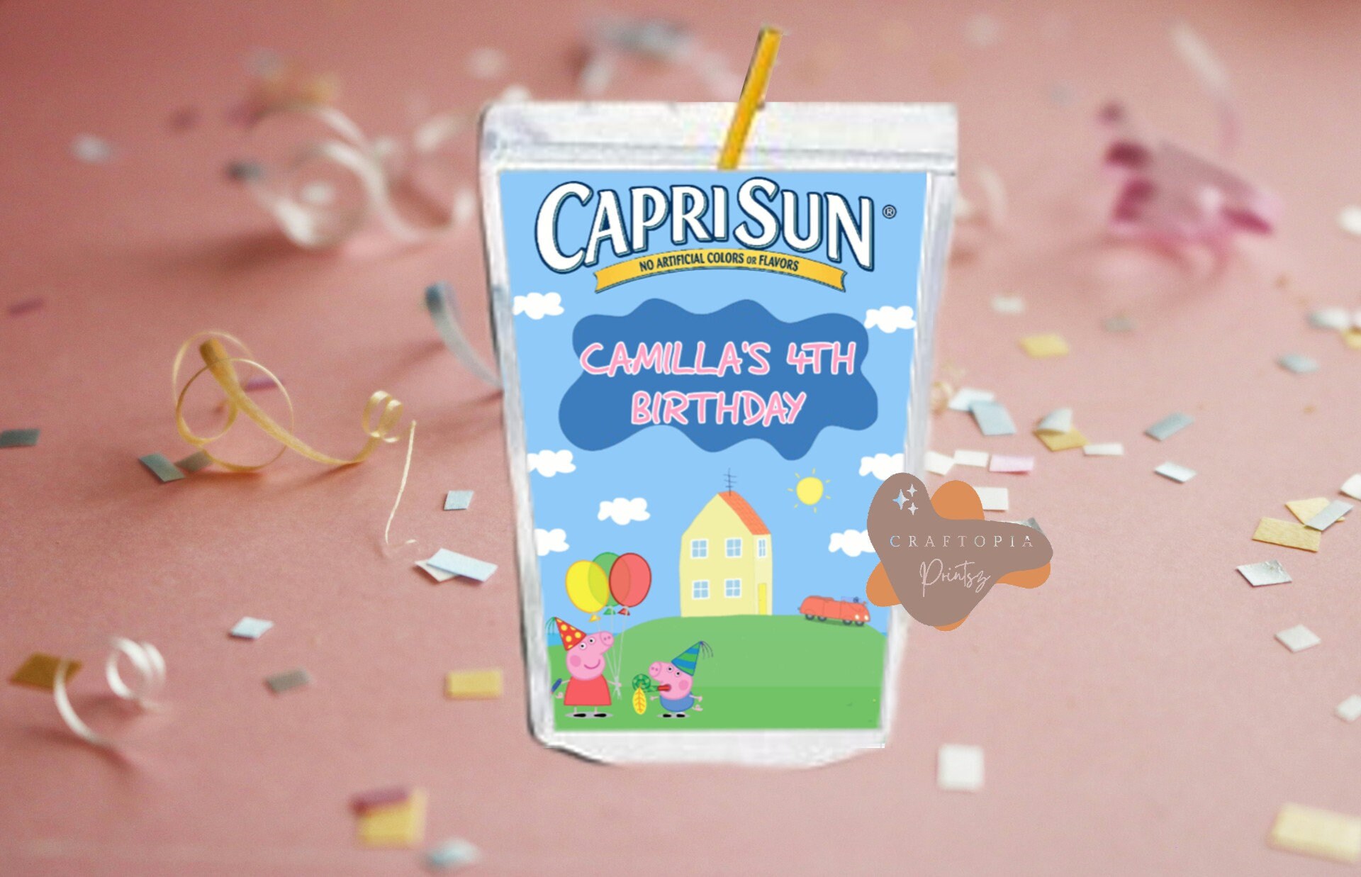 Peppa Pig Custom Capri Sun Labels, Peppa Pig Juice Labels, Custom Capri ...