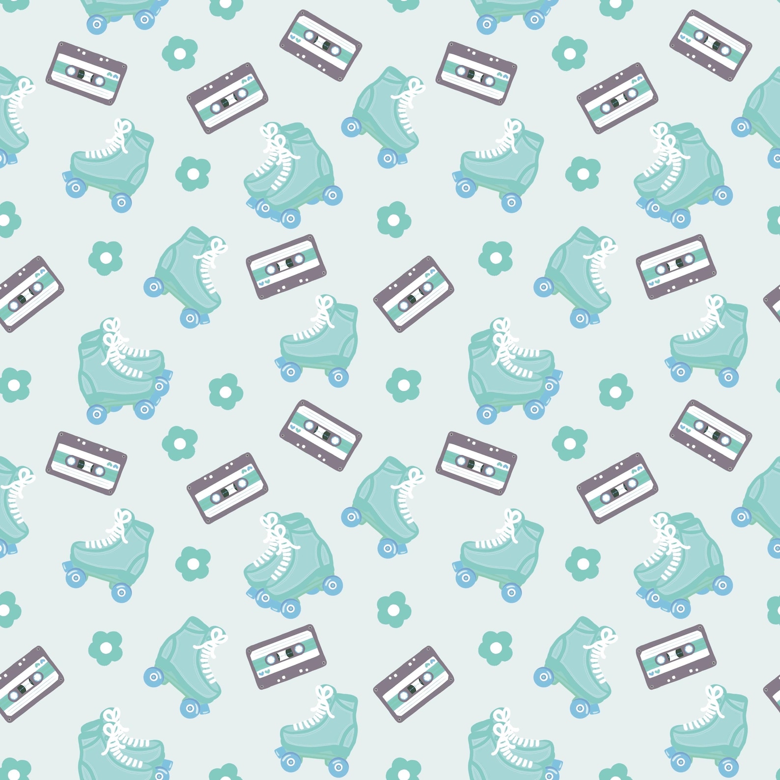 Retro Roller Skates Seamless Pattern Pack – 5 Color Variations (digital ...