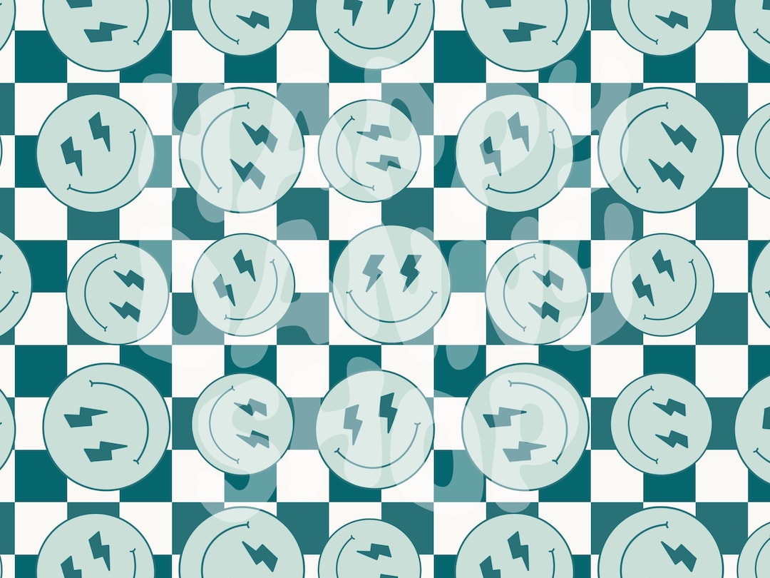 Retro Smiley Face Seamless Pattern – Digital Download JPEG -pack of 2 ...