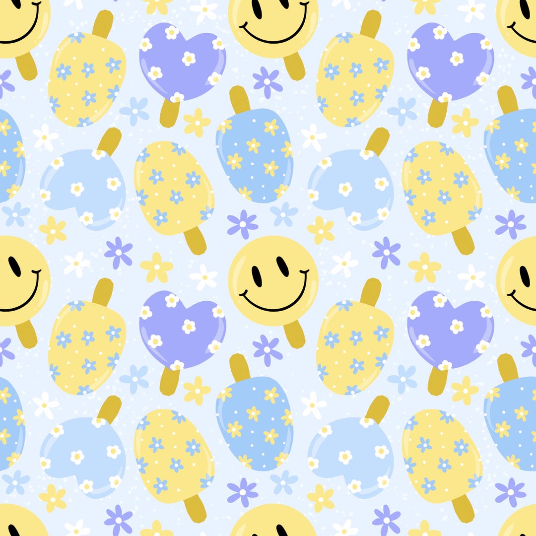 Sweet & Smiley Popsicle Seamless Pattern – 2 Digital Files (JPEG ...