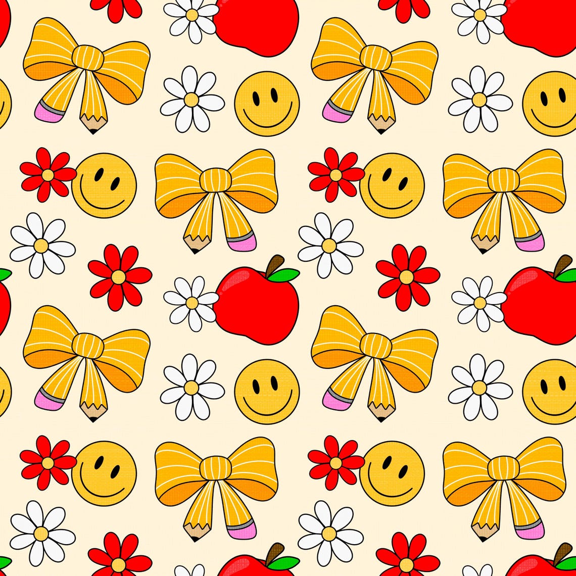 Bow-themed Teacher Pencil Seamless Patterns – 2 Digital Files (JPEG) - Etsy