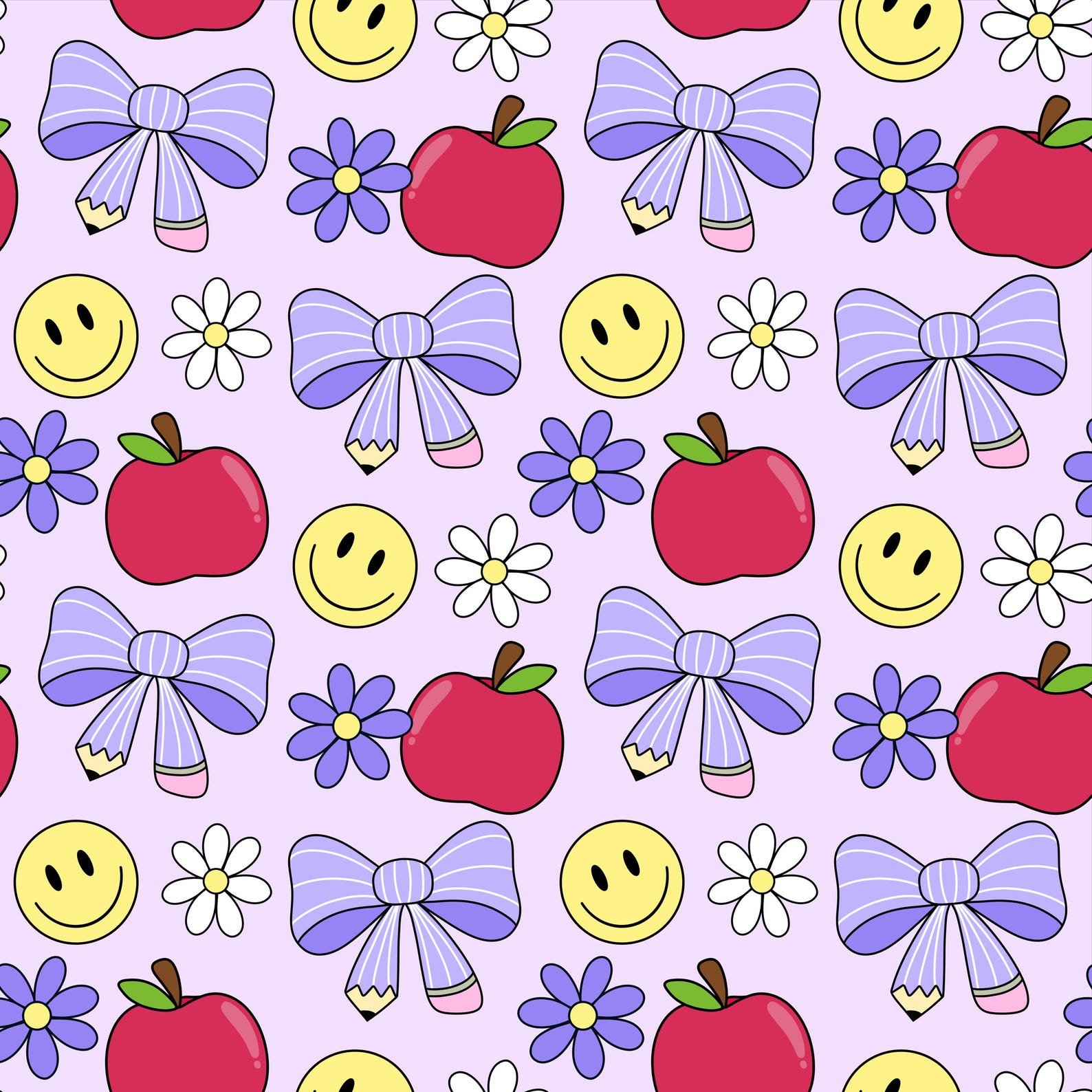 Bow-themed Teacher Pencil Seamless Patterns – 2 Digital Files (JPEG ...