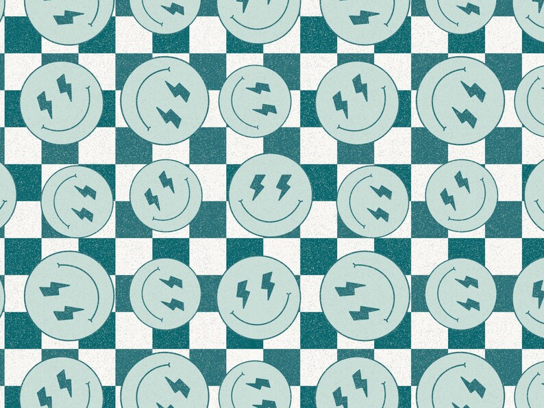 Retro Smiley Face Seamless Pattern – Digital Download JPEG -pack of 2 ...