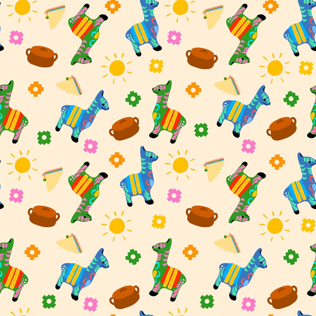 Hand-drawn Peruvian Llama Seamless Pattern – 2-file Pack (smooth ...