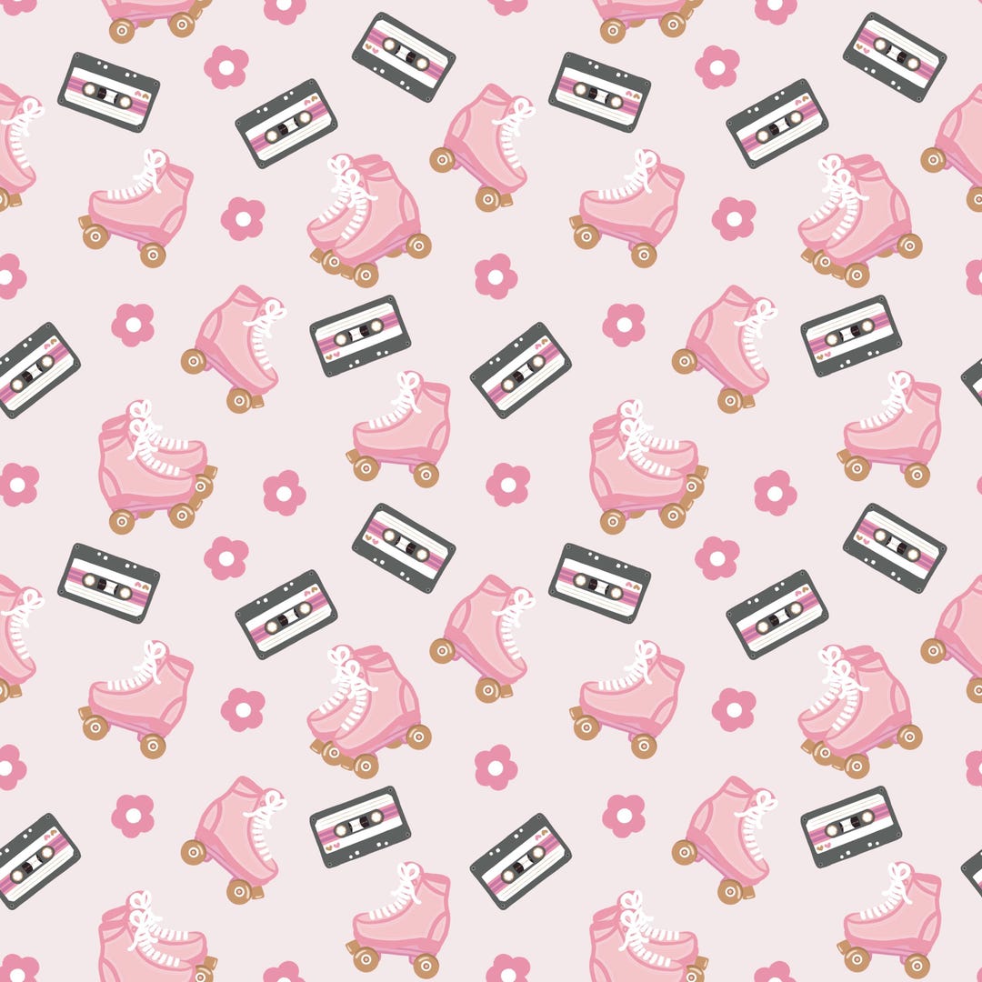 Retro Roller Skates Seamless Pattern Pack – 5 Color Variations (digital ...
