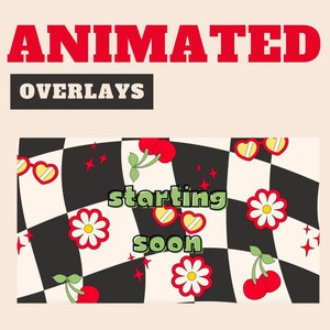 Checker Animated Twitch Overlay Pack Cherries, Flowers, Y2K, Girly ...