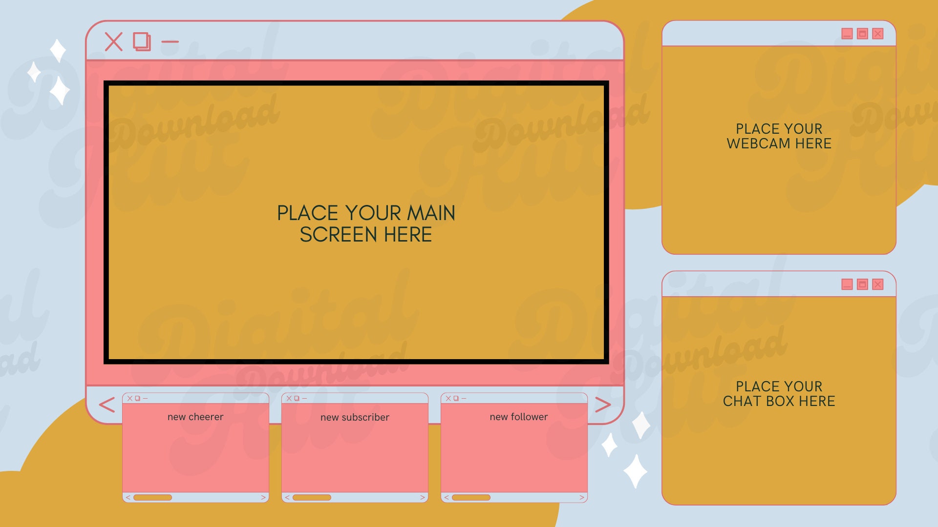 5-pack Twitch Animated Overlay Screens Static, Animated Loop, Pink ...