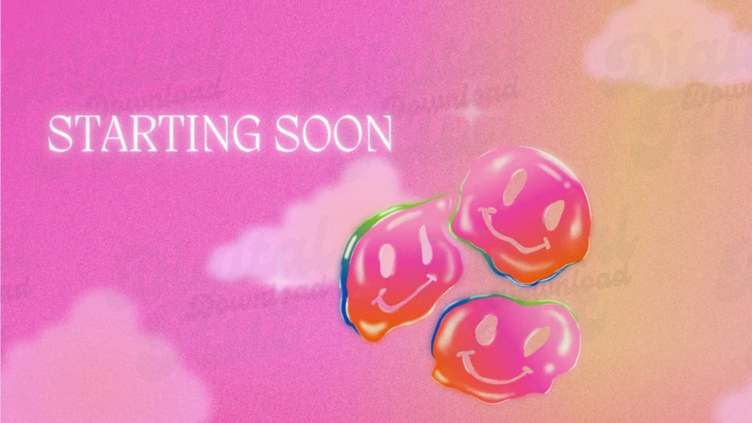 Trippy Smiley Pink Animated 'starting Soon' Screen for Twitch, Youtube ...