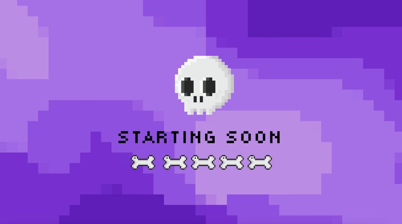 Halloween Pixelated Animated Stream Screens Scull X Bones - Etsy