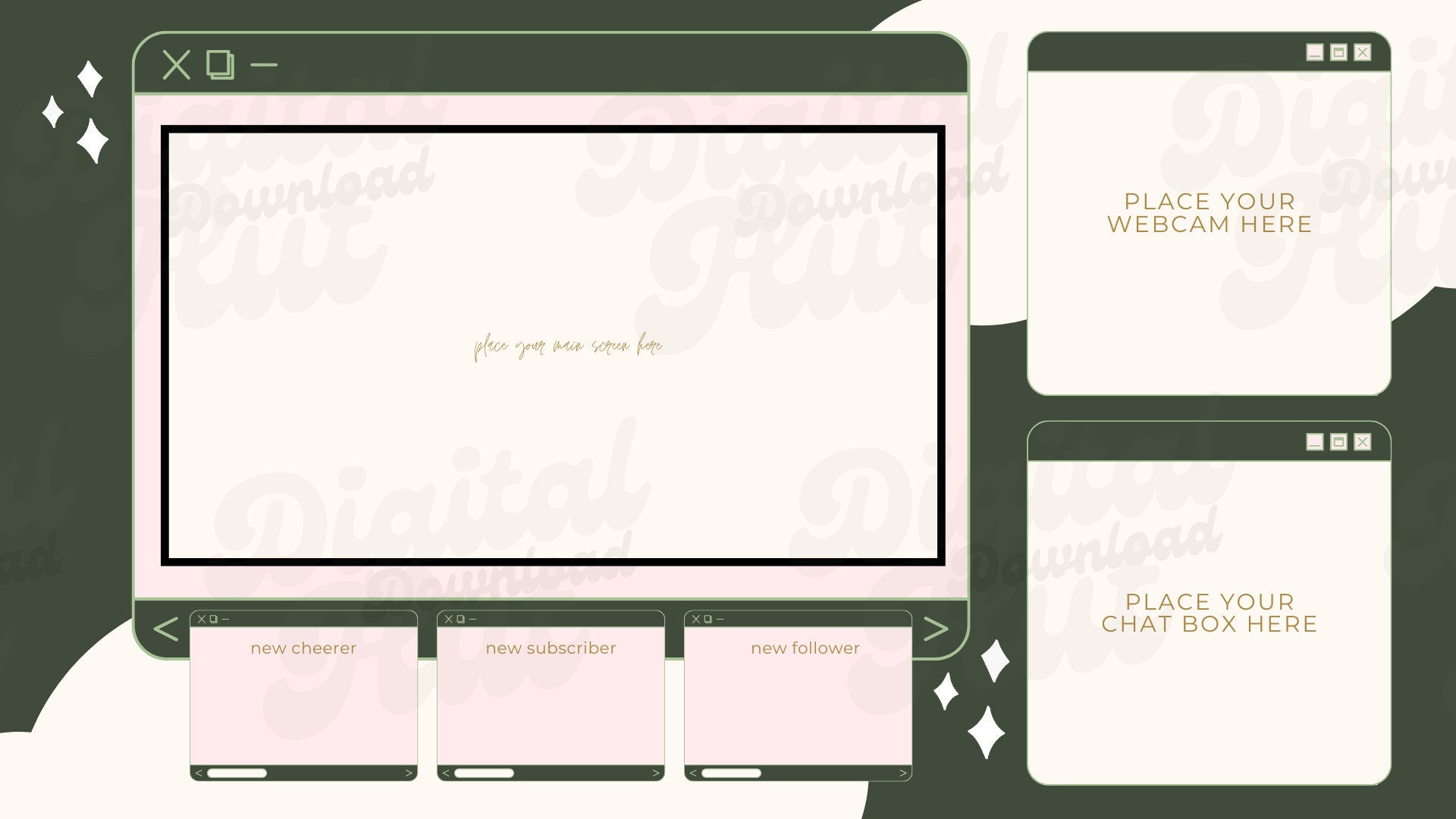 5-pack Green Animated Overlays for Twitch Static & Looping Options ...