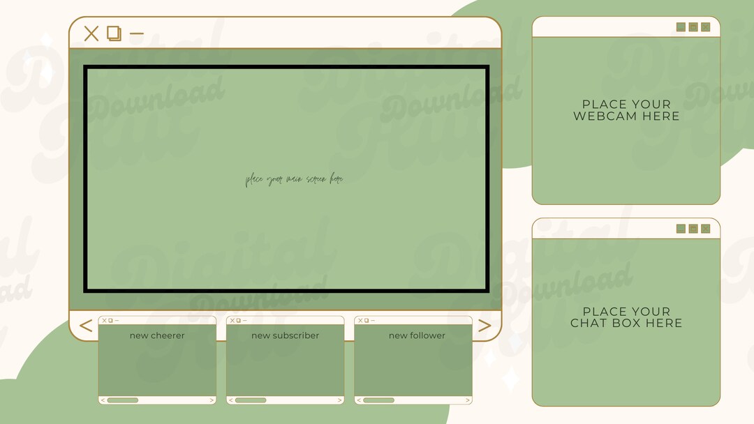 5-pack Green Animated Overlays for Twitch Static & Looping Options ...