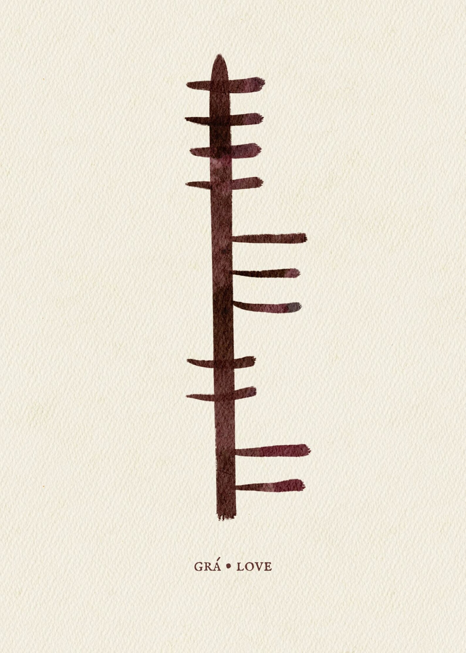 Ogham Gra Print, Ogham Gra Watercolor Painting, Ogham Love Print, Ogham ...