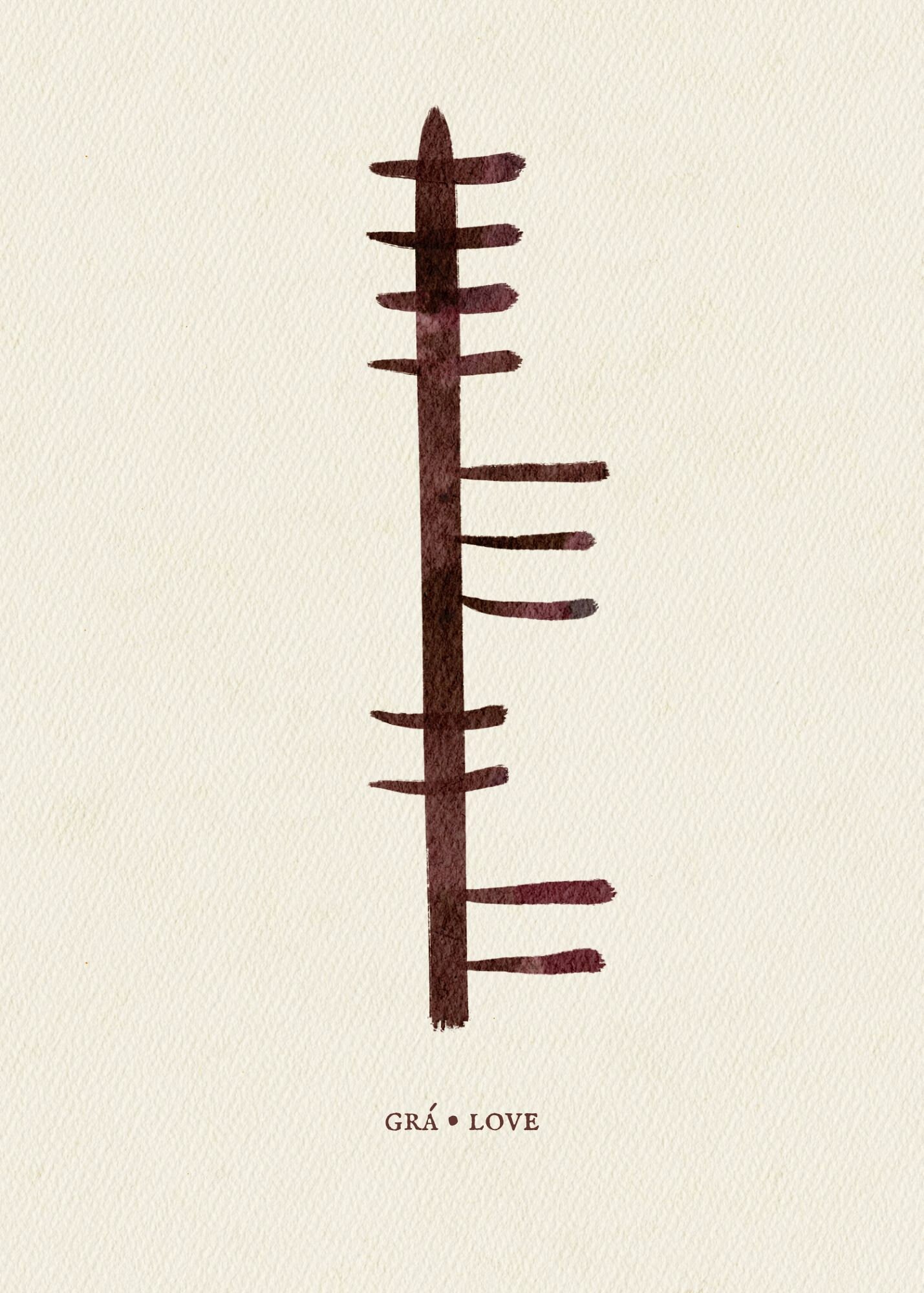 Ogham Gra Print, Ogham Gra Watercolor Painting, Ogham Love Print, Ogham ...