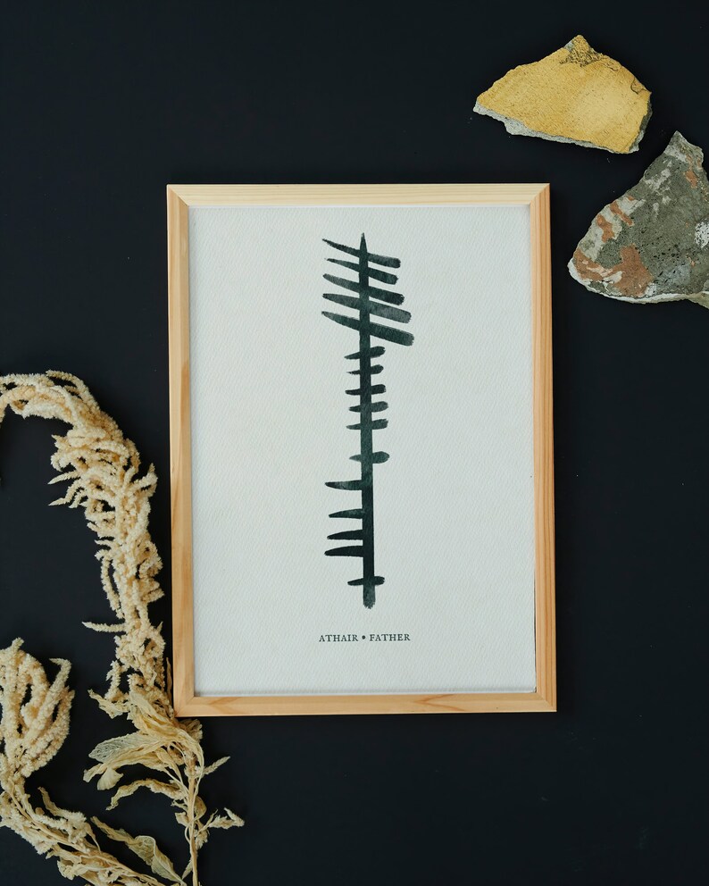 Ogham Athair Print, Ogham Athair Watercolor Painting, Ogham Father Print, Ogham Art, Ogham Print ...
