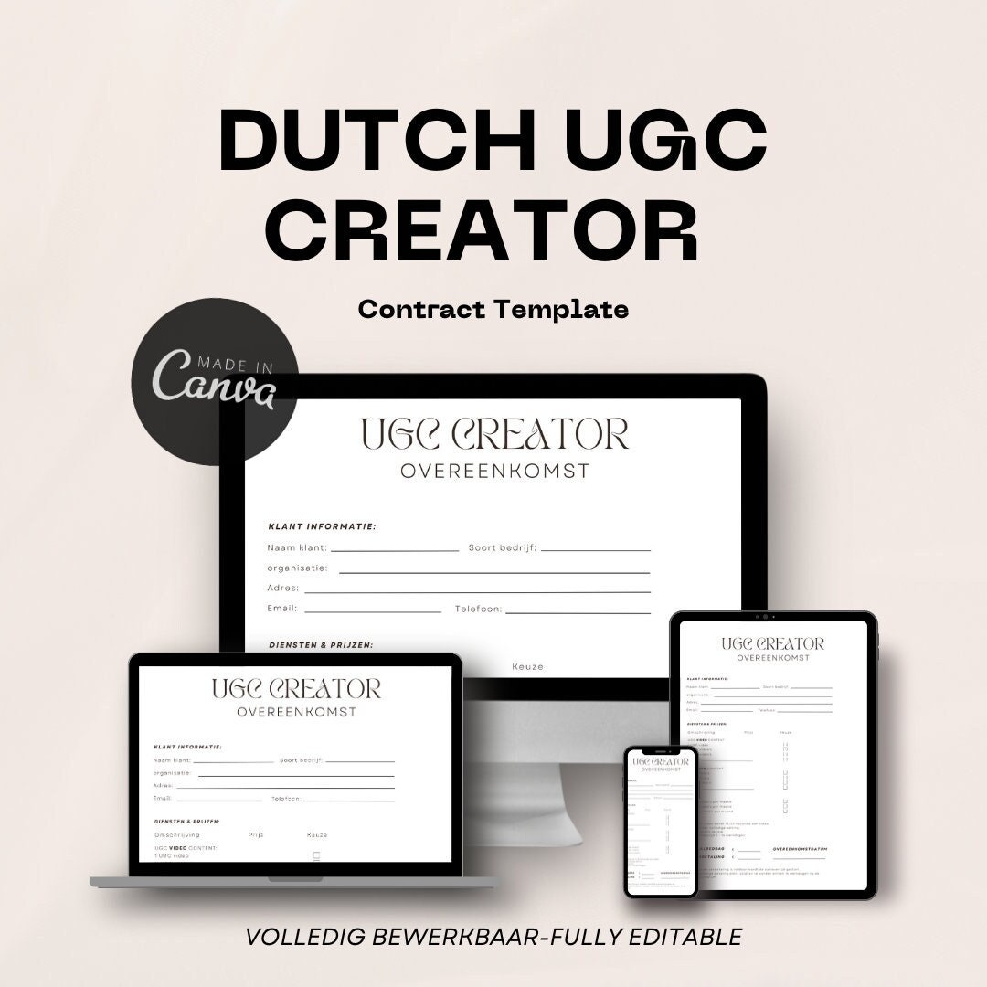Dutch UGC Creator Contract Template - Ugcdesign - Etsy