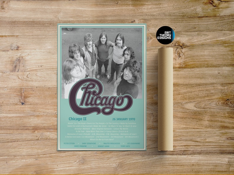 Chicago Band Chicago II Album Poster, Vintage Wall Art, Retro Music ...