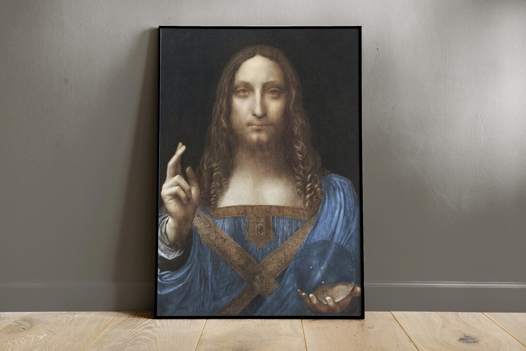 Salvator Mundi Jesus Christ Painting Print, Leonardo Da Vinci Wall Art ...