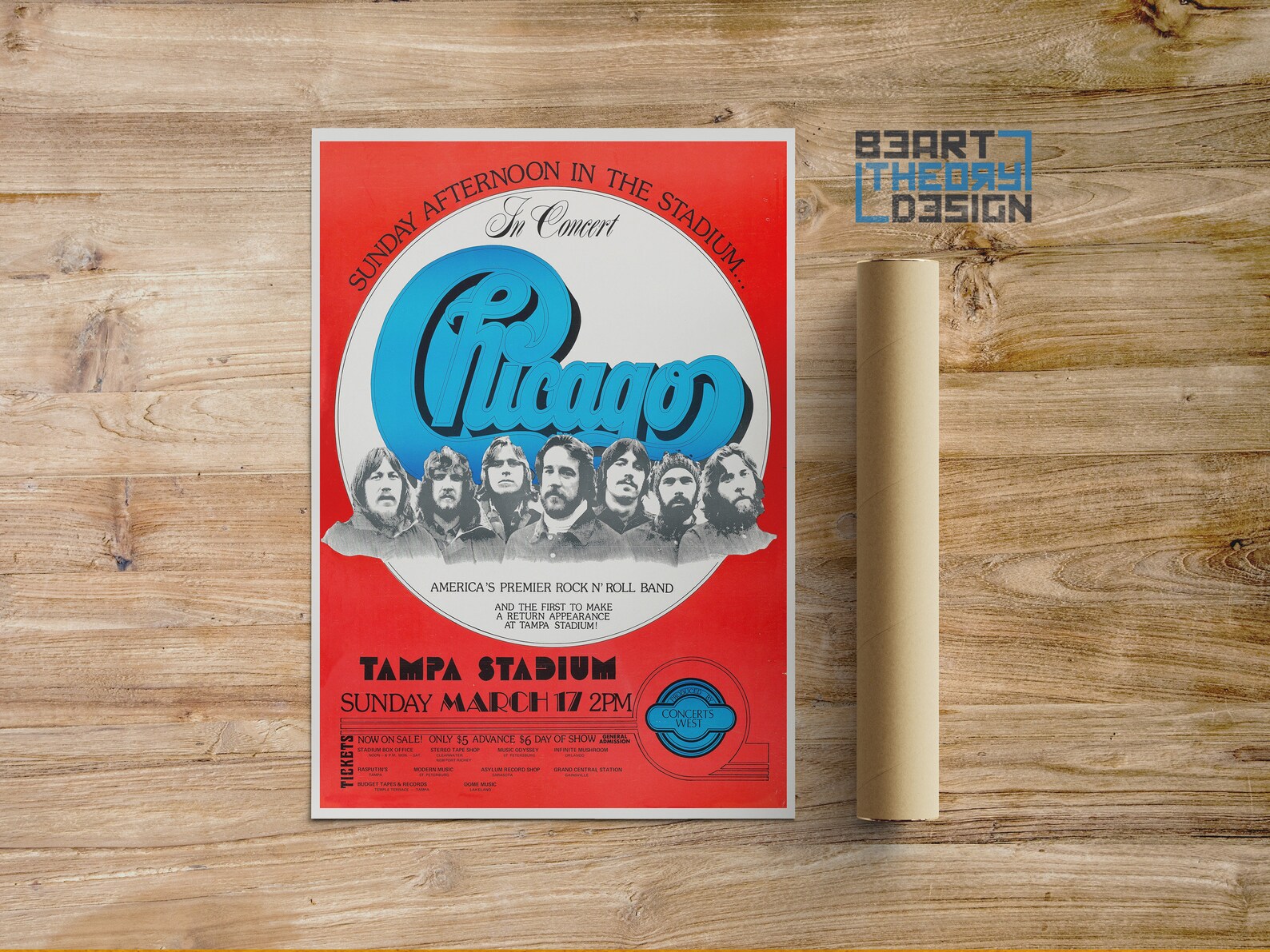 Chicago Band Tampa Stadium Vintage Concert Poster, Vintage Wall Art ...