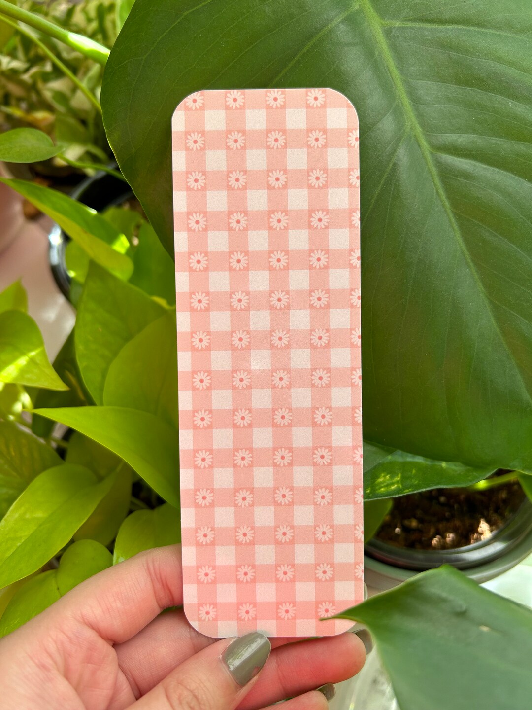 Soft Girl, Coquette Pink Plaid and Daisy Bookmark, Cute, Bookish ...