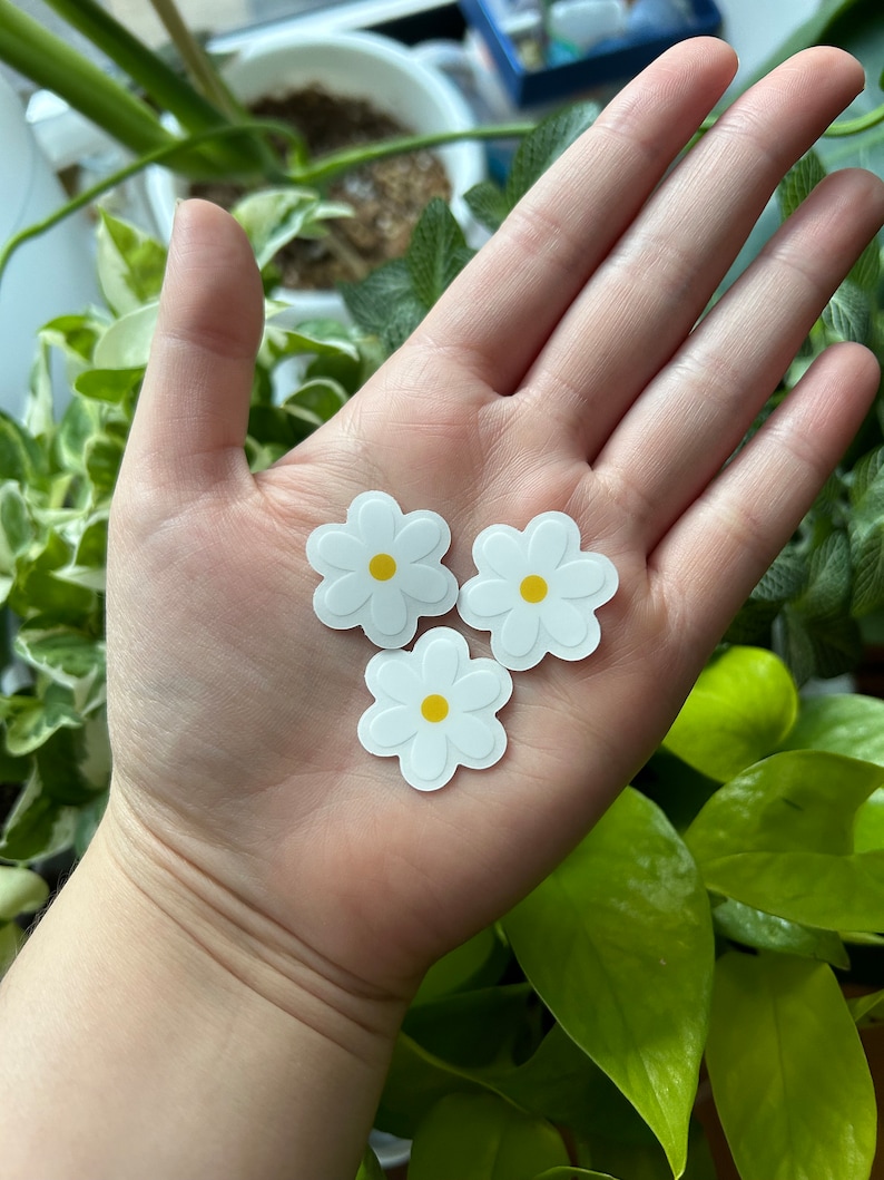 CLEAR Small White Daisy Stickers, Preppy Sticker, Scrapbook Stickers ...