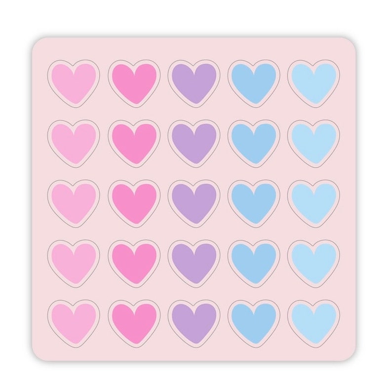 Large Heart Sticker Sheet, Heart Sticker Sheet, Valentines Card Sticker ...