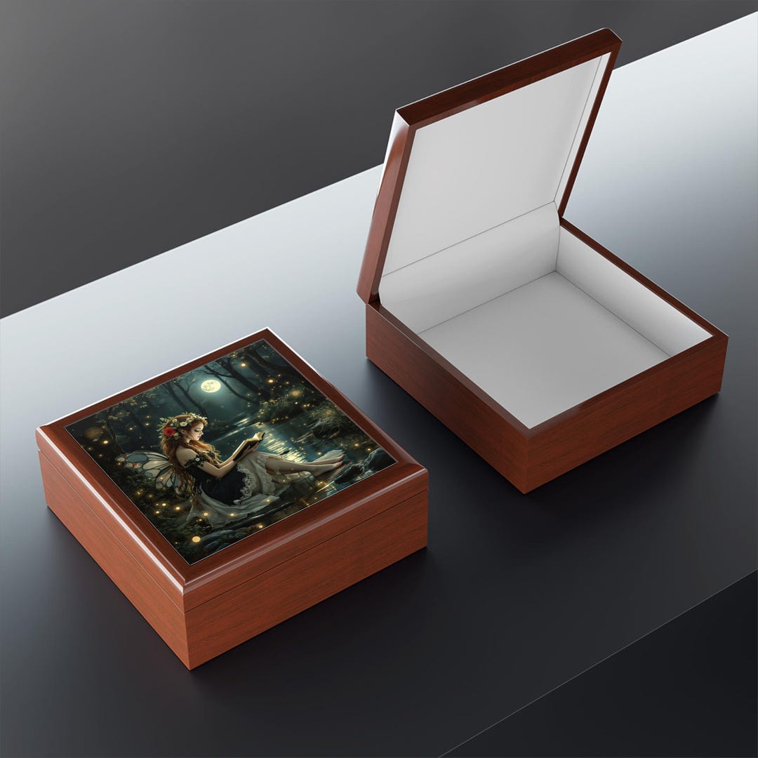 Moonlit Fairy Reading Jewelry Box | Fantasy Woodland Fireflies - Etsy