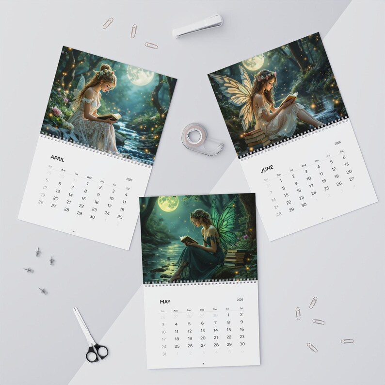 Woodland Fairy Art Wall Calendar 2026 | Fantasy Faerie Monthly Calendar ...