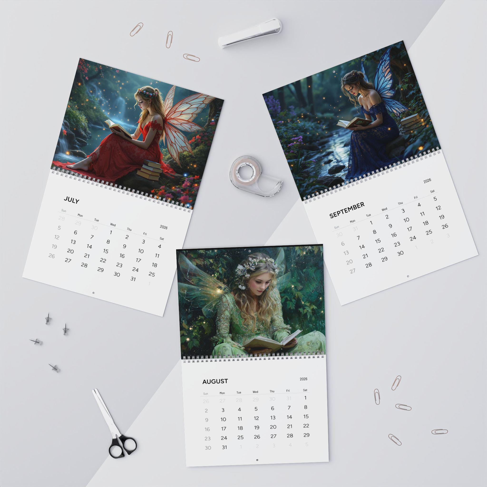 Woodland Fairy Art Wall Calendar 2026 | Fantasy Faerie Monthly Calendar ...