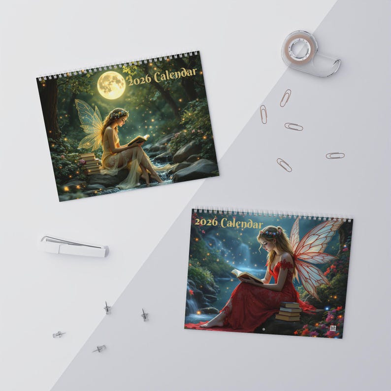 Woodland Fairy Art Wall Calendar 2026 | Fantasy Faerie Monthly Calendar ...