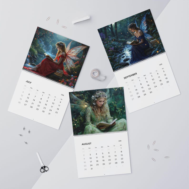 Woodland Fairy Art Wall Calendar 2026 | Fantasy Faerie Monthly Calendar ...